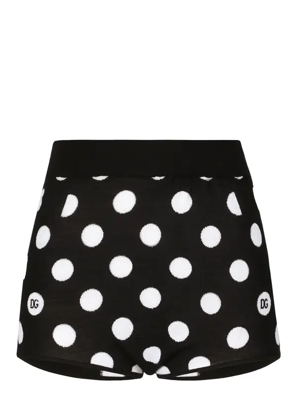 Dolce & Gabbana Polka Dot High-waisted Shorts - Black