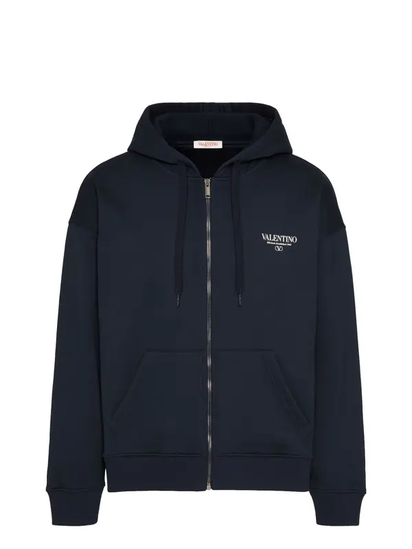 Valentino Garavani Logo-print Zip-up Hoodie - Blue