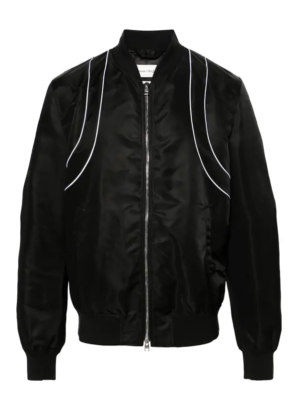 Alexander McQueen Piped-trim Zip-up Bomber Jacket - Black
