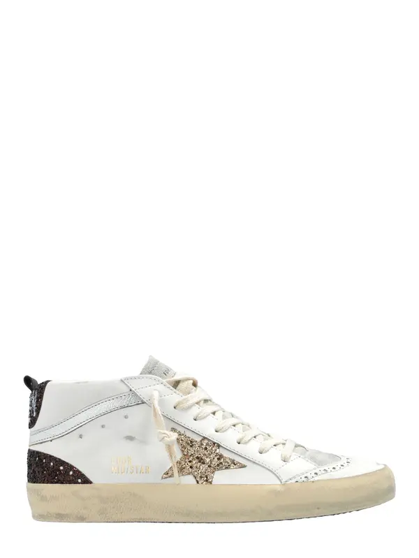 GOLDEN GOOSE Mid Star Glitter Sneakers - White