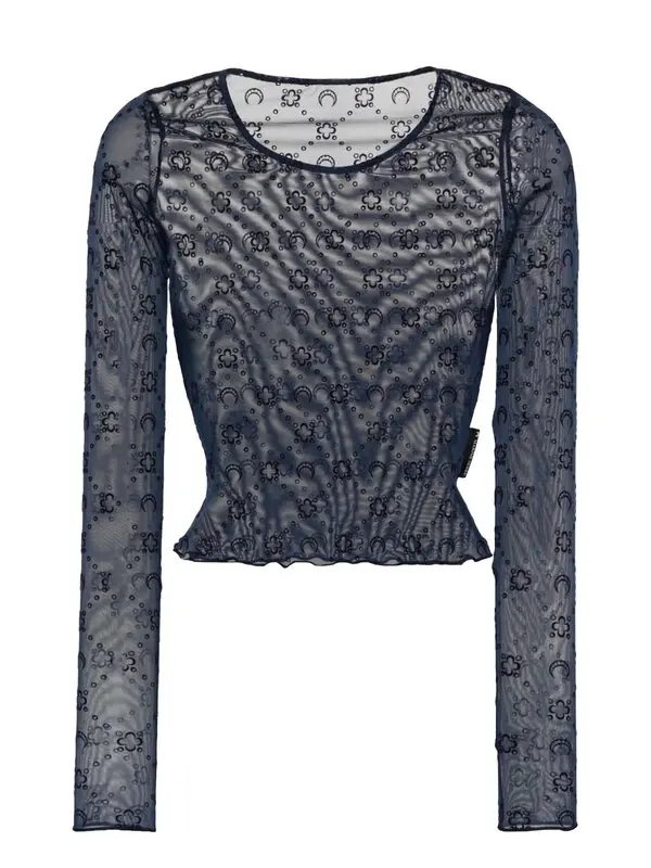 MARINE SERRE Moonogram Mesh Longsleeved Top - Blue