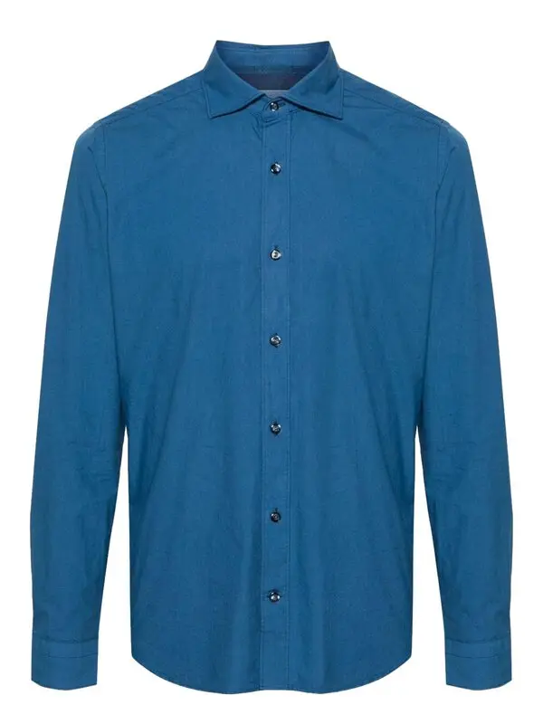 TINTORIA MATTEI 954 Cutaway-collar Cotton Shirt - Blue