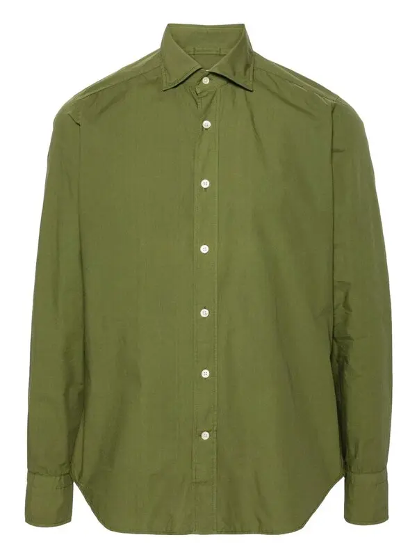 TINTORIA MATTEI 954 Cutaway-collar Cotton Shirt - Green