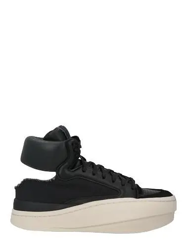 Y3 Leather And Textile High-top Sneakers - Black