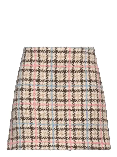 MSGM Mini Flared Tweed Skirt - Beige