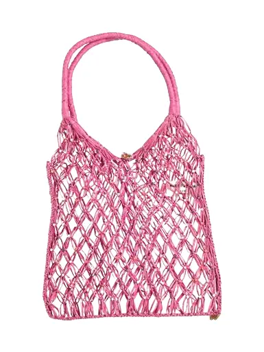 MADE FOR A WOMAN Straw Handbag With Beaded Detail - Pink