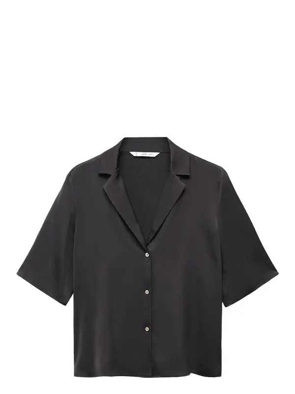 Mango Satin Camp Shirt - Black