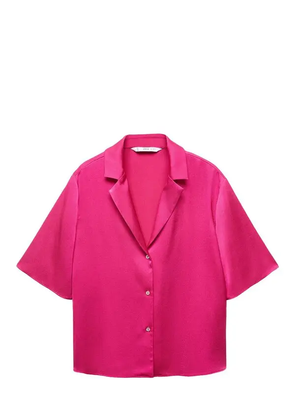 Mango Satin Camp Shirt - Fuchsia