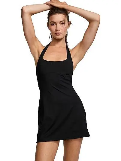 Victoria's Secret Vsx Vs Essential Perforated Halter Dress - Black