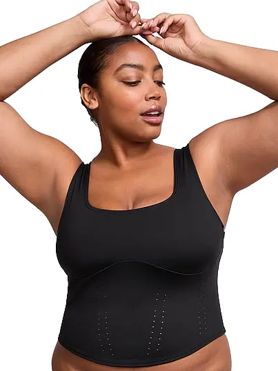 Victoria's Secret Vsx Essential Perforated Corset Tank Top - Black