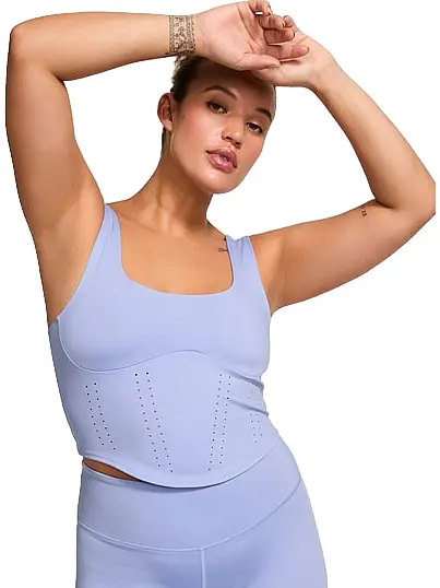 Victoria's Secret Vsx Essential Perforated Corset Tank Top - Blue