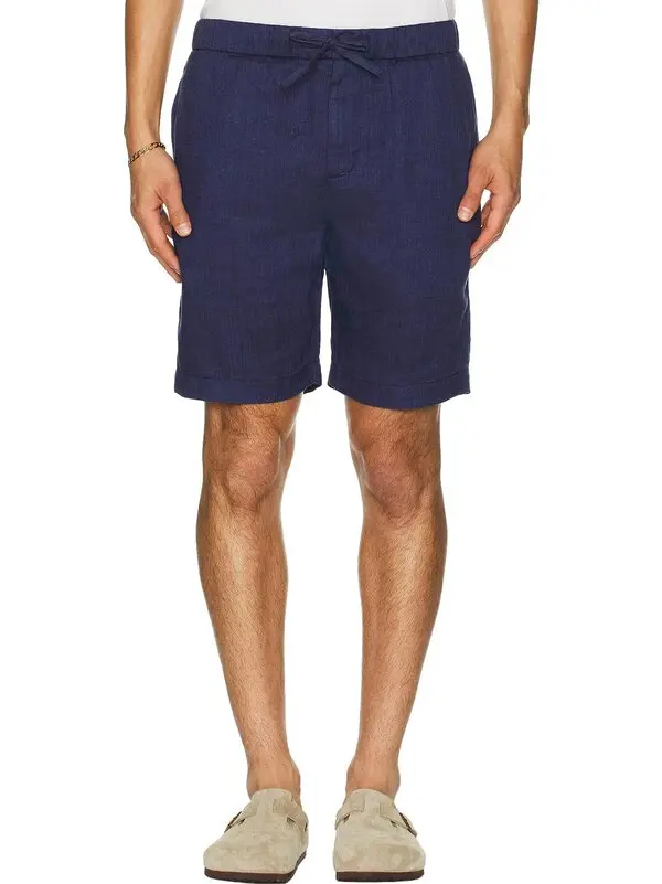 Frescobol Carioca Felipe Linen Shorts - Navy Blue