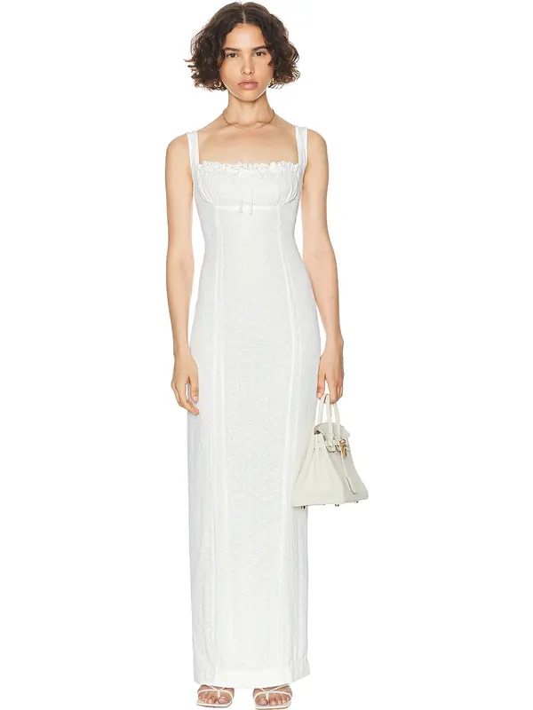 HELSA Petite Eyelet Column Dress - White