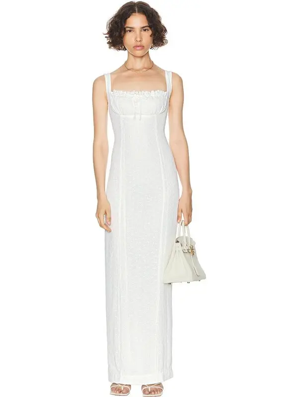 HELSA Petite Eyelet Column Dress - White