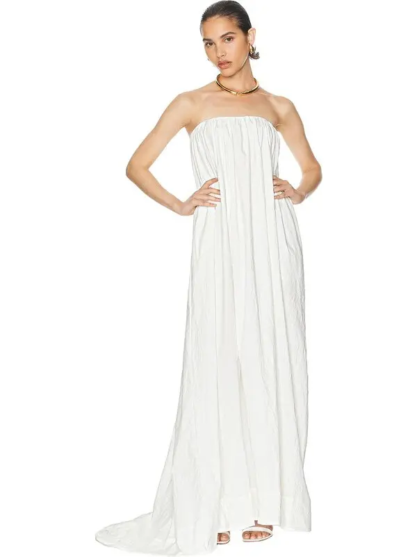 HELSA Crinkle Pleated Gown - White