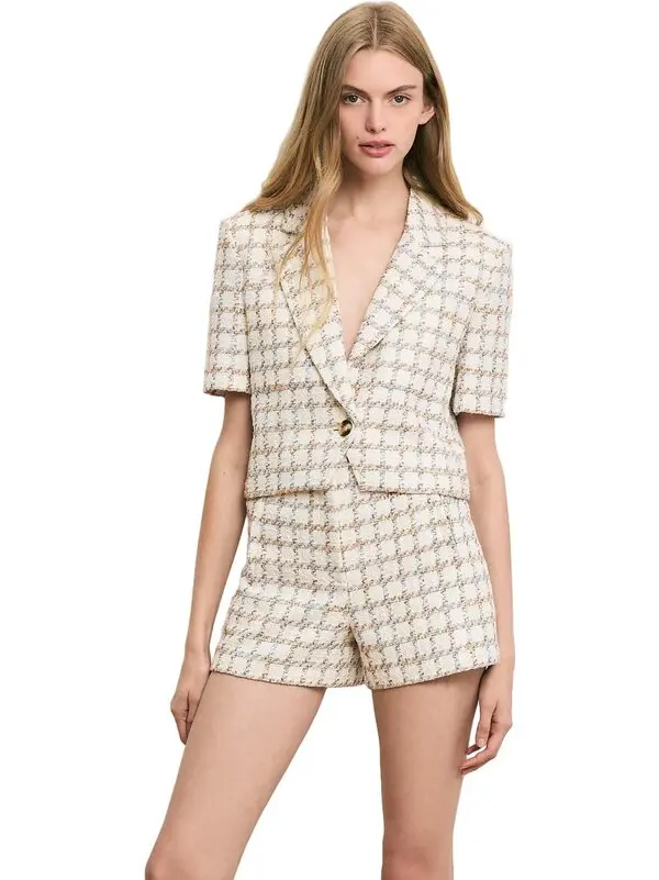 Veronica Beard Jazmin Tweed Shorts - Ecru Multi