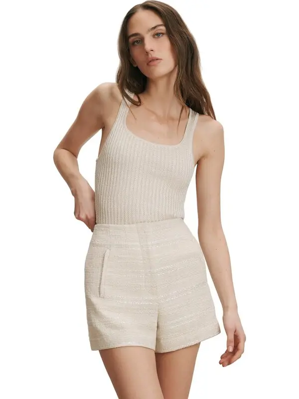 Veronica Beard Jazmin Tweed Shorts - Ecru