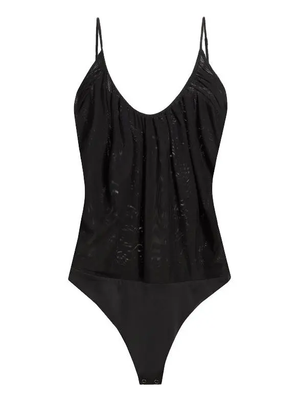 L'Agence Gelina Rusched Bodysuit - Black