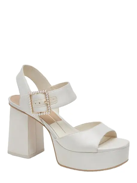 Dolce Vita Platform Sandals - White Pearls