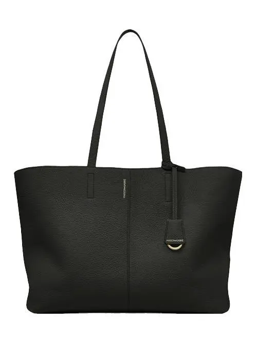 MAISON DE SABRE Large Leather Zipped Soft Tote - Black Caviar