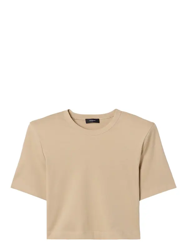 Wardrobe.NYC Cropped Cotton-jersey T-shirt - Neutrals