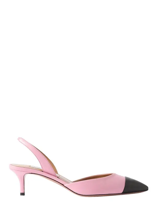 AQUAZZURA Milanese 50 Leather Slingback Pumps - Pink