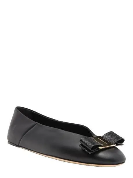 FERRAGAMO Vanna Bow Ballet Flat - Black