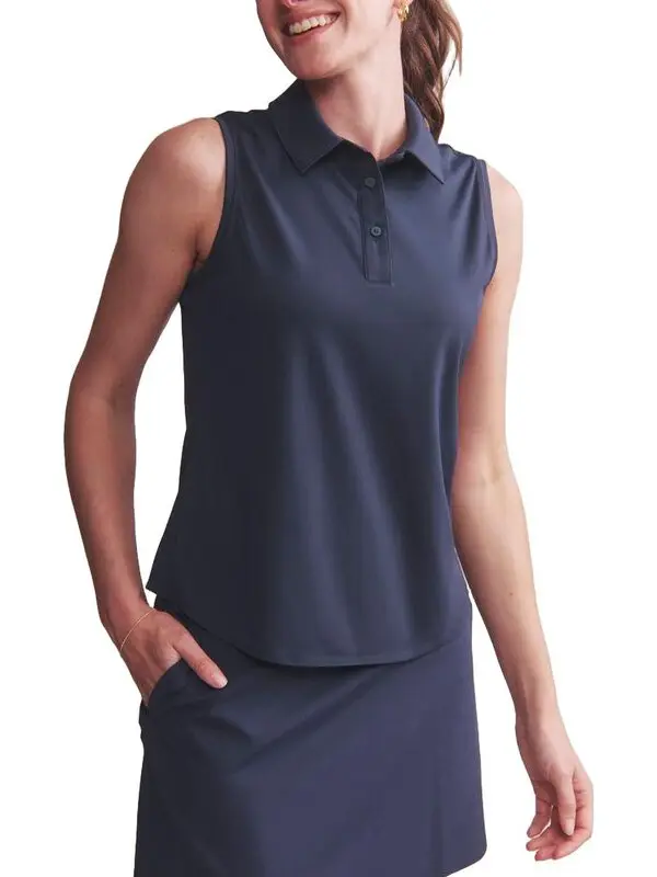 RHONE Course To Court Sleeveless Polo - Navy Blue