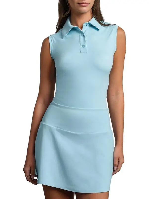 RHONE Course To Court Sleeveless Polo - Pool Blue