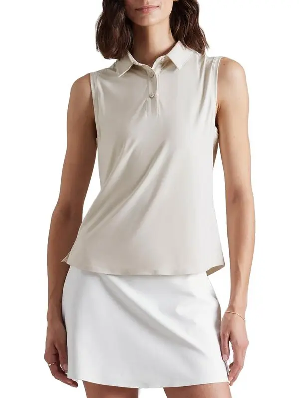 RHONE Course To Court Sleeveless Polo - Sand