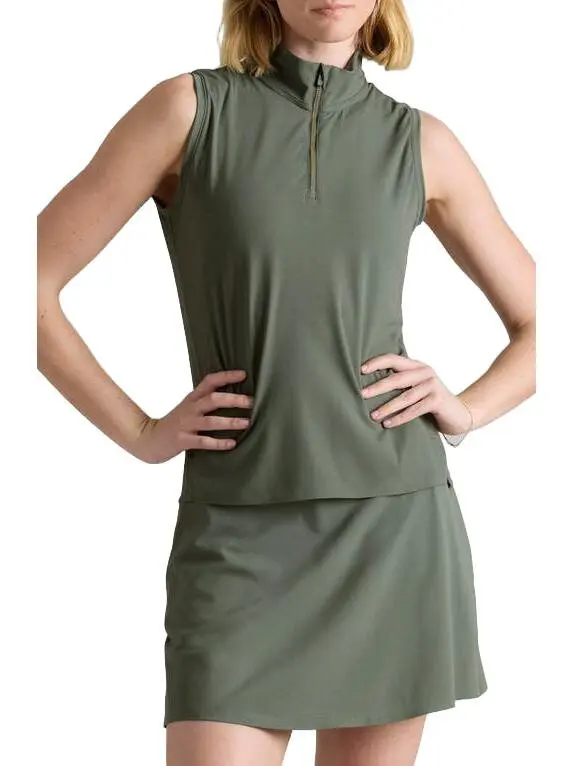 RHONE Course To Court Sleeveless Half Zip Top - Olive Shadow