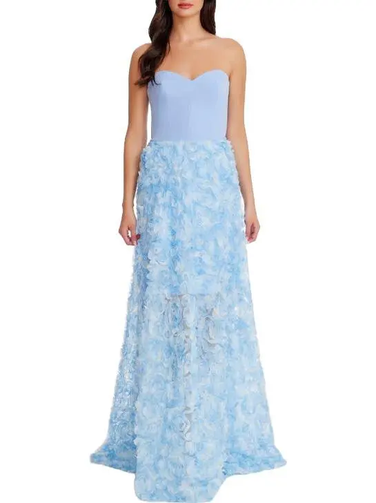 Dress The Population Audrina Floral Appliqué Gown - Sky Multi