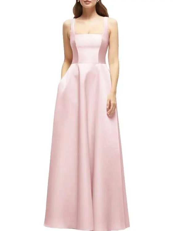 Dessy Collection Sleeveless Satin Gown - Ballet Pink