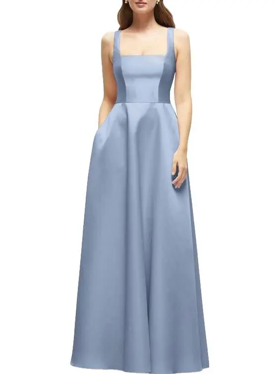 Dessy Collection Sleeveless Satin Gown - Cloudy