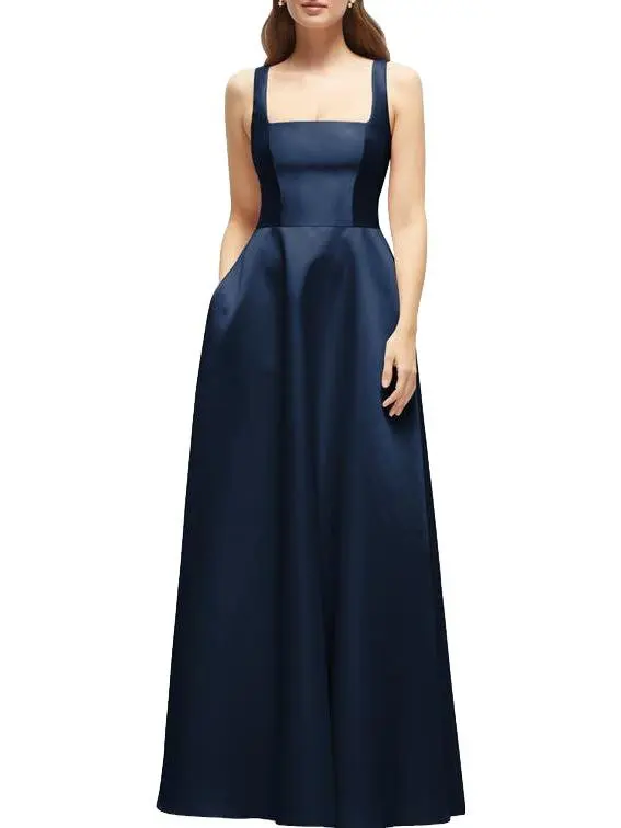 Dessy Collection Sleeveless Satin Gown - Midnight