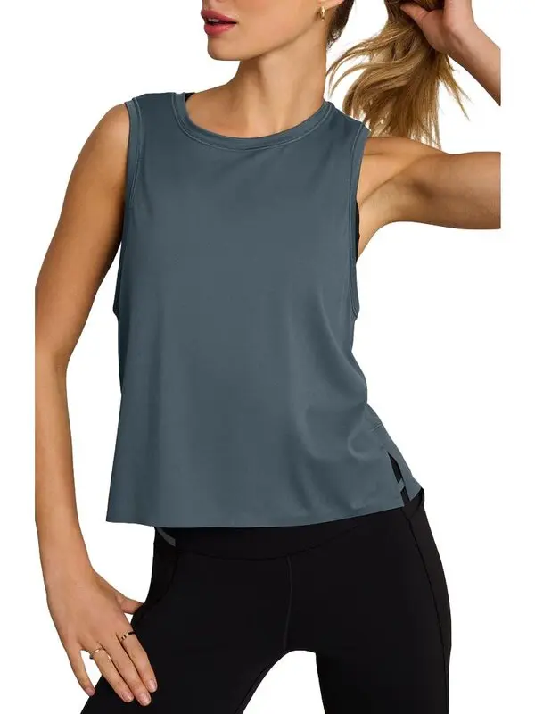 RHONE Serene Crop Tank Top - Blue Granite