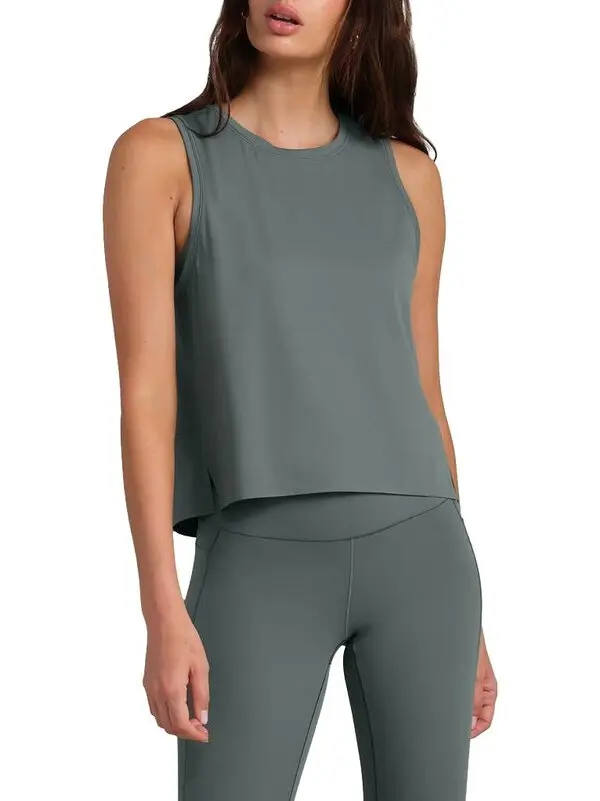 RHONE Serene Crop Tank Top - Green Smoke