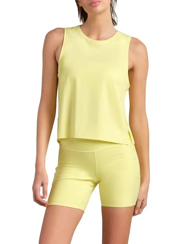 RHONE Serene Crop Tank Top - Lemon Lime