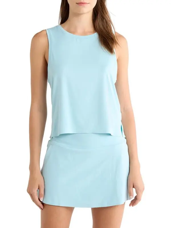 RHONE Serene Crop Tank Top - Pool Blue