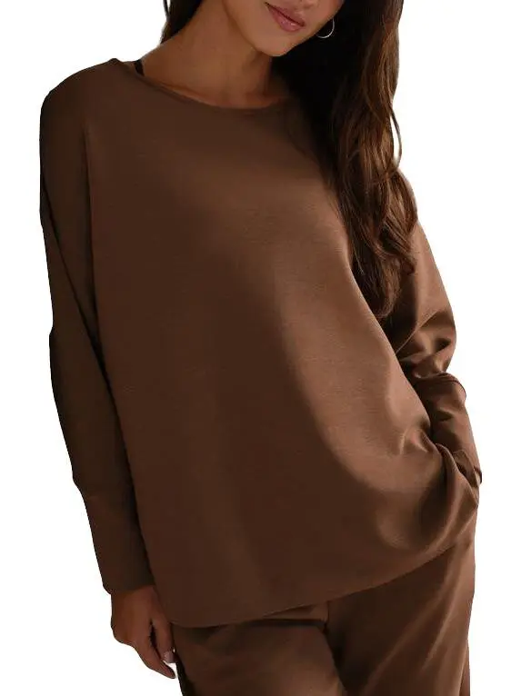 RHONE Relaxed Fit Pullover Sweatshirt - Chestnut Brown