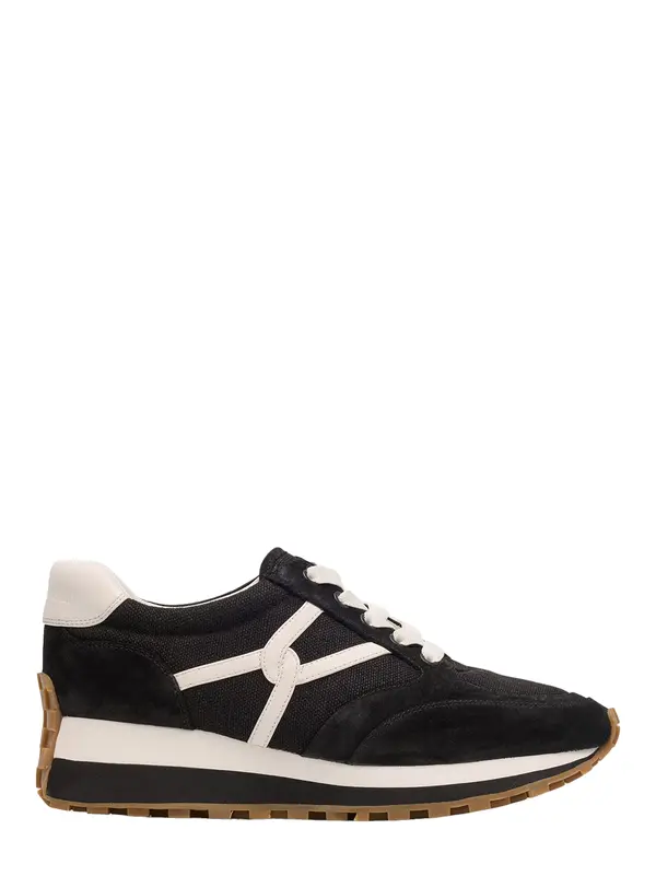Veronica Beard Valentina Leather Sneakers - Black/white