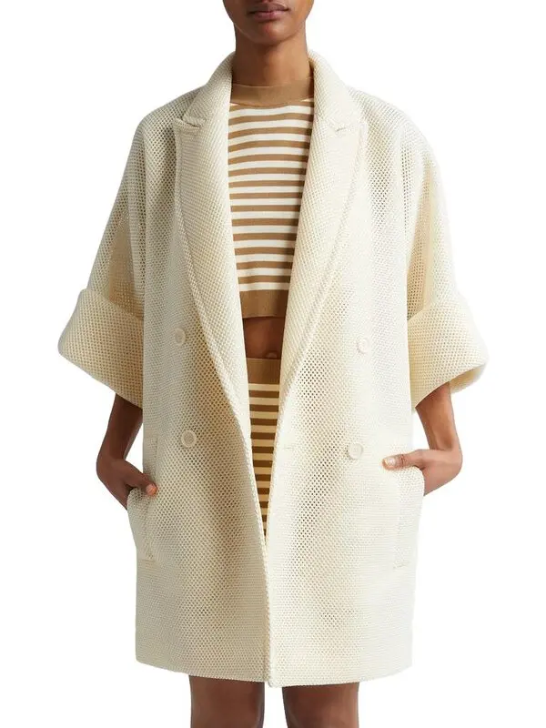 Max Mara Quato Honeycomb Texture Oversized Jacket - Vanilla