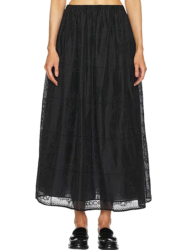 HELSA Handkerchief Midi Skirt - Black
