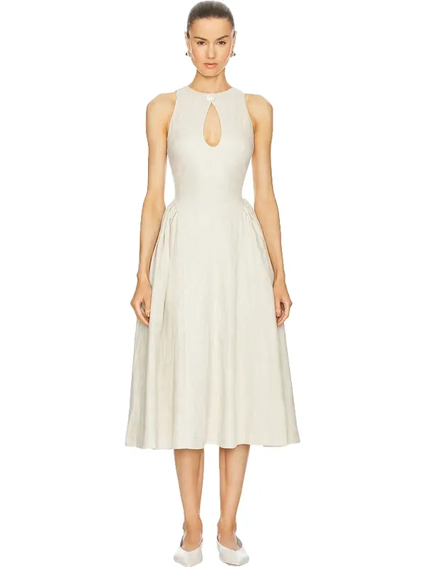 Lpa Seina Midi Dress - Natural Linen