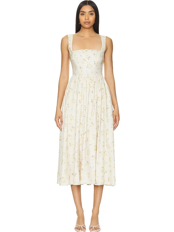 Tularosa Miley Midi Dress - Soft Yellow Floral