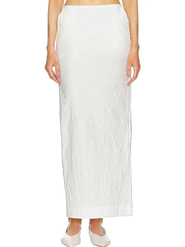 HELSA Crinkle Maxi Skirt - White