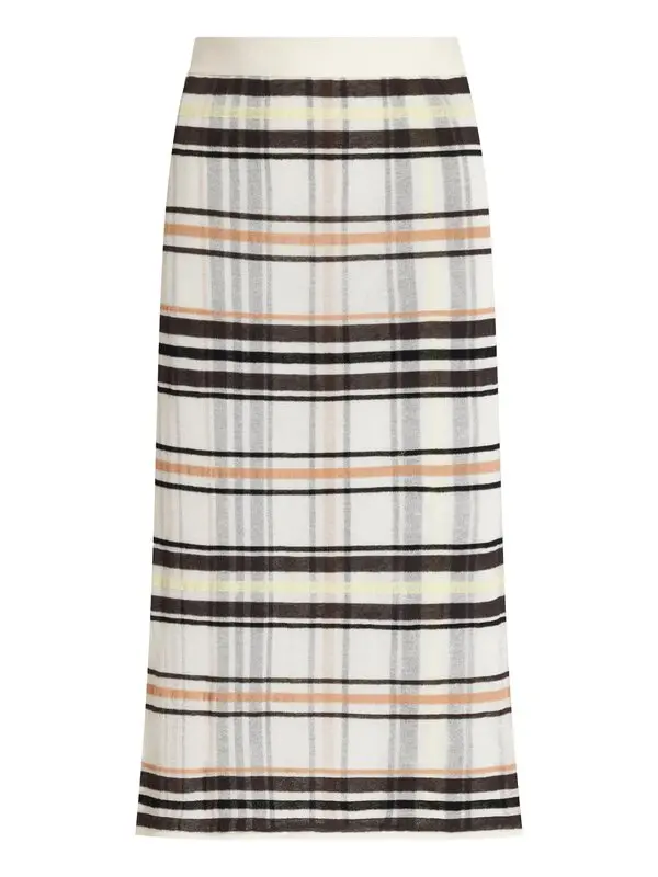 Bottega Veneta Plaid Cotton Skirt - Ivory