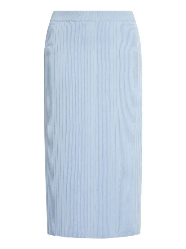 Bottega Veneta Ribbed Cotton Midi Skirt - Blue
