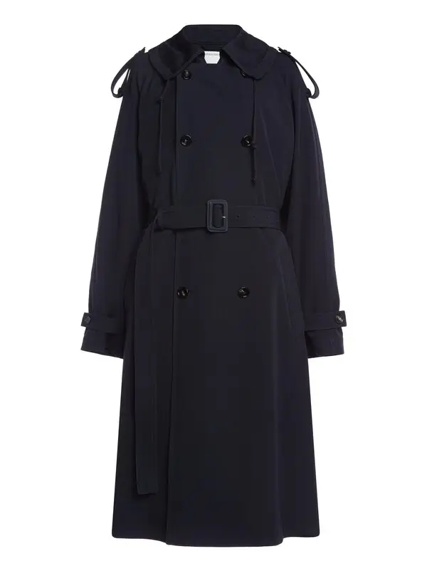 Bottega Veneta Wool Gabardine Trench Coat - Navy