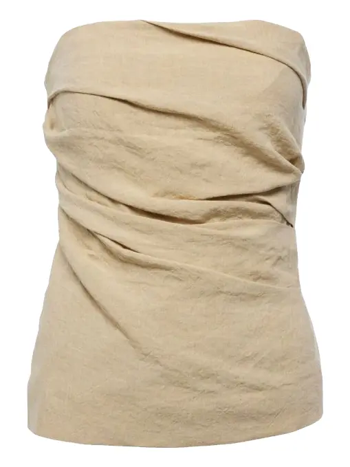 Tove Izel Strapless Linen Top - Beige